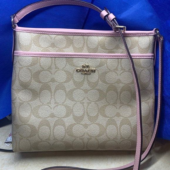 Coach | Bags | Nwt Coach Signature File Bag Brownpink Ruby | Poshmark